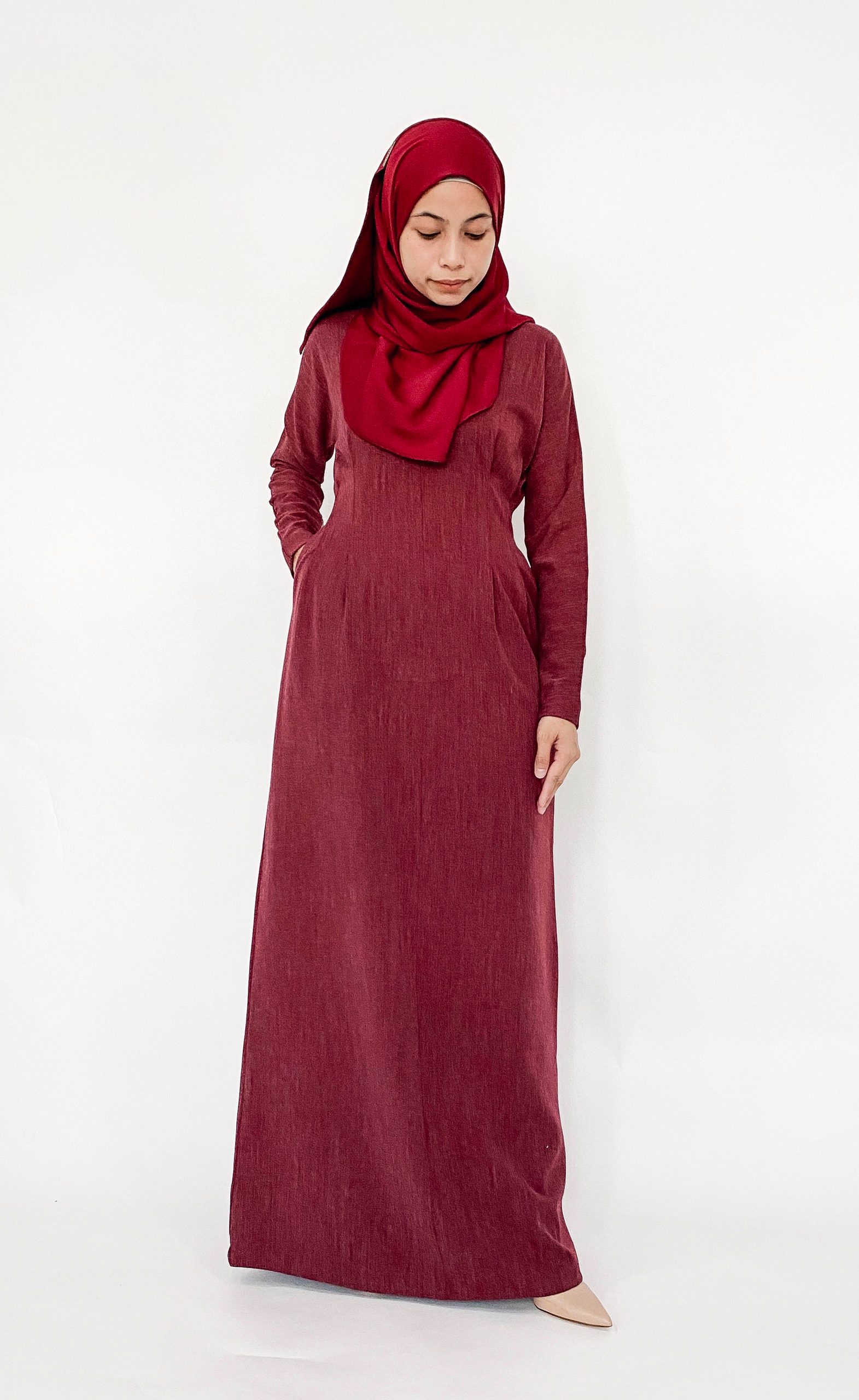Faith Dress in Maroon – Olloum